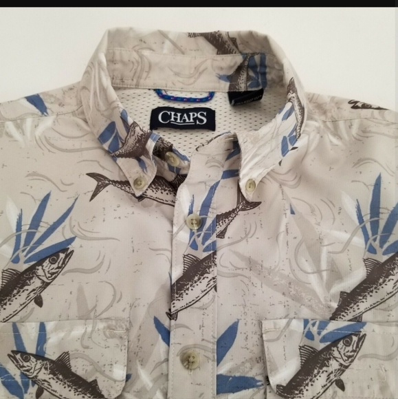 Chaps | Shirts | Chaps Mens Fish Print Vented Fishing Upf 5 Short ...